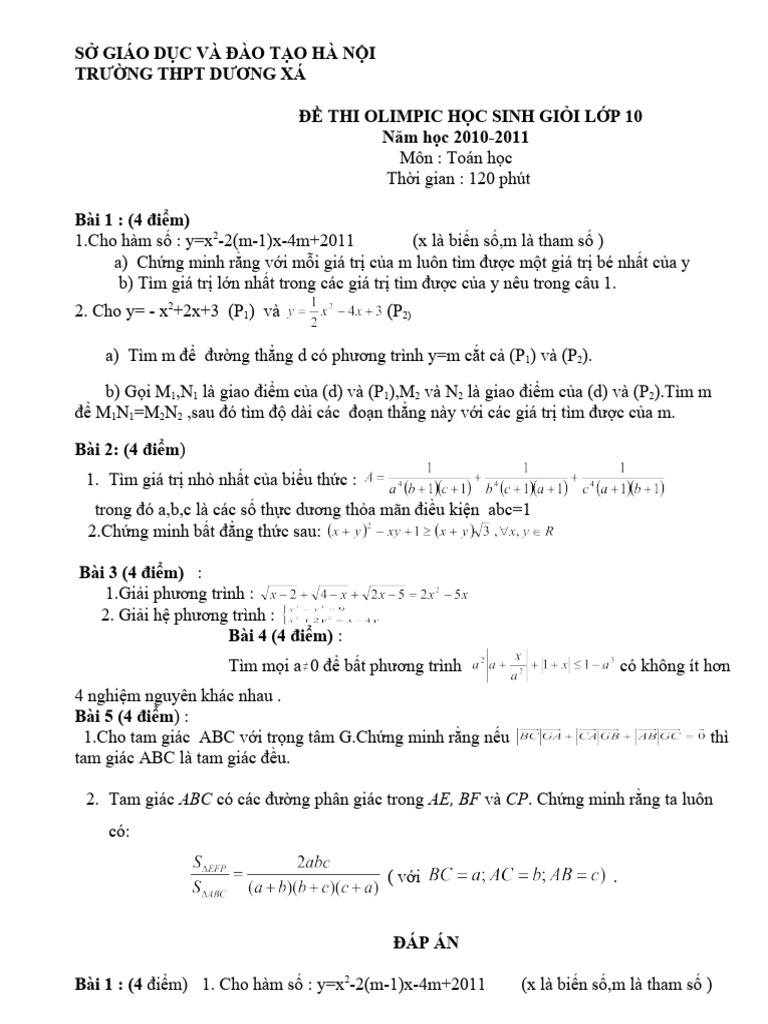 De Dapan DX HSG Toan 10 2011 | PDF