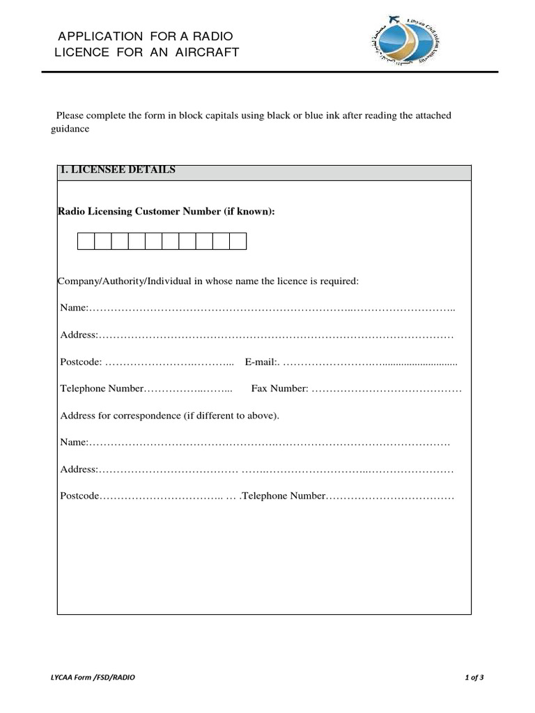 LYCAA Form FSD RADIO 01 | PDF | License | Very High Frequency LYCAA Form FSD RADIO 01 | PDF | License | Very High Frequency