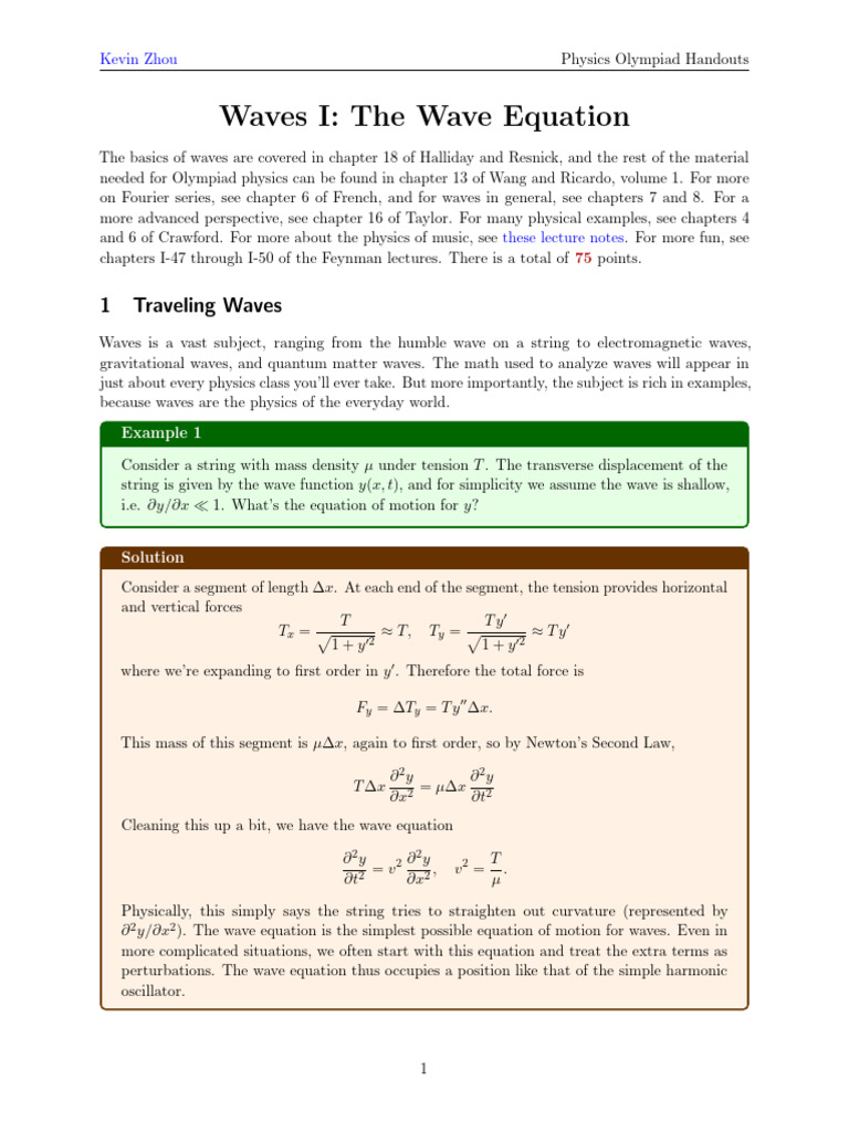 Waves I: The Wave Equation | PDF | Waves | Wave Equation