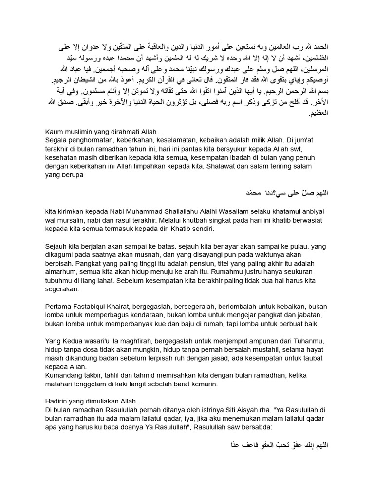 Contoh Khutbah Idul Fitri | PDF | Agama & Spiritualitas