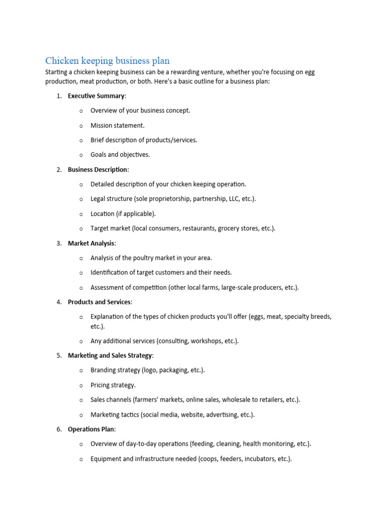 Chicken Keeping Business Plan | PDF | Business Plan | Marketing