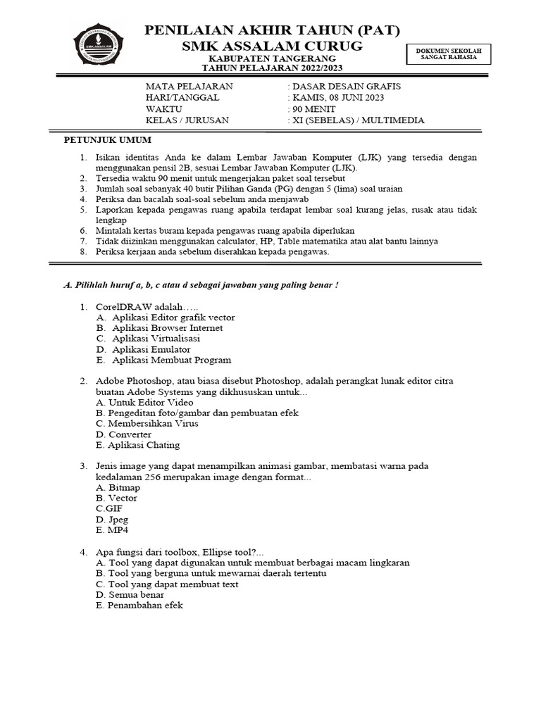 Soal Pat DG SMK | PDF