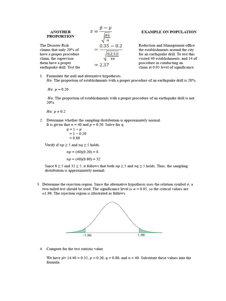 Performance Task (Population Proportion) | PDF | Statistical Hypothesis ...