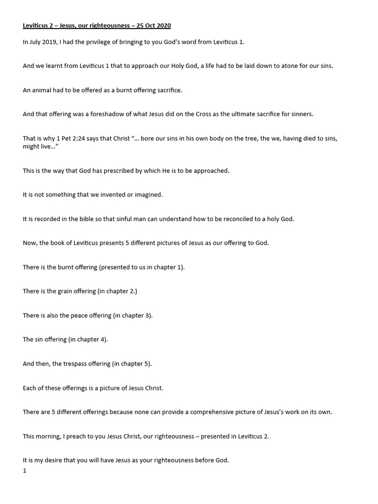 Leviticus 2 - The Grain Offering | Download Free PDF | Book Of ...