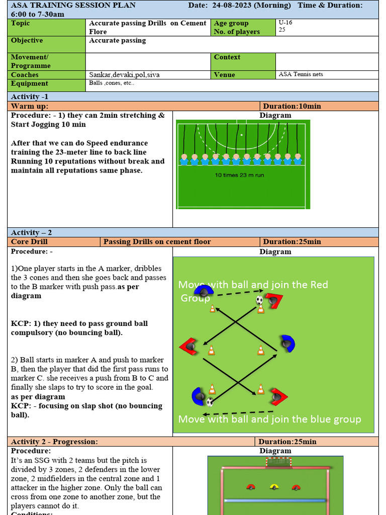 U-16 Accurate Passing Drills Plan | PDF | Athletic Sports | Team Sports