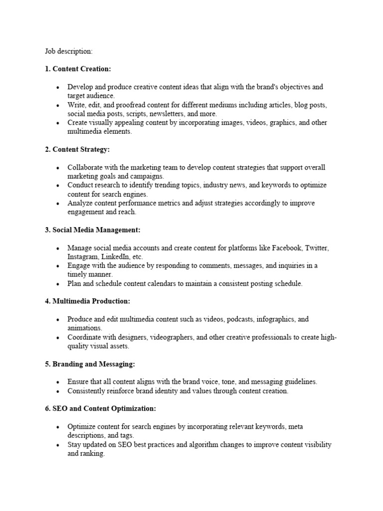 JD - Content Creator | PDF | Search Engine Optimization | Media ...