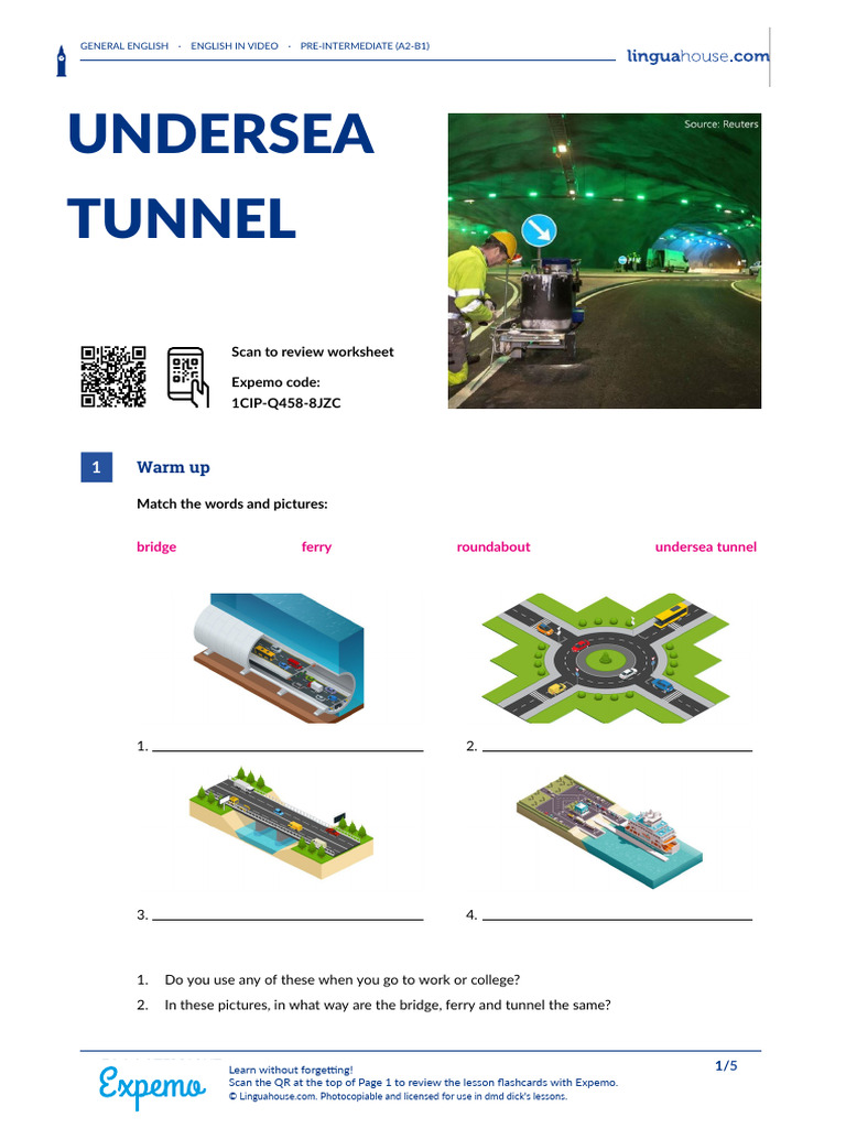 Undersea Tunnel British English Teacher | PDF | Preposition And ...