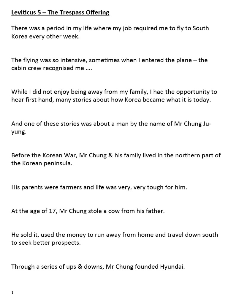 Leviticus 5 - The Trespass Offering | PDF | Jesus | Sin