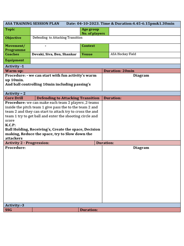 Defending to Attacking Transition Plan | PDF