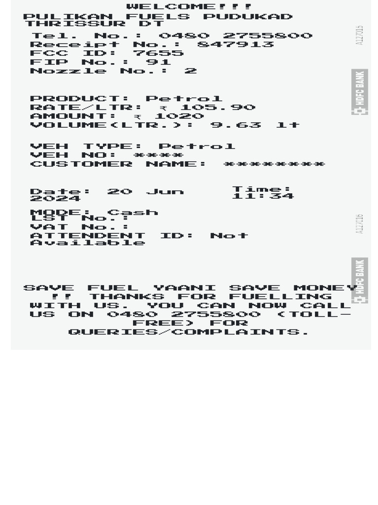 Petrol Bill Receipt Format | PDF | Law