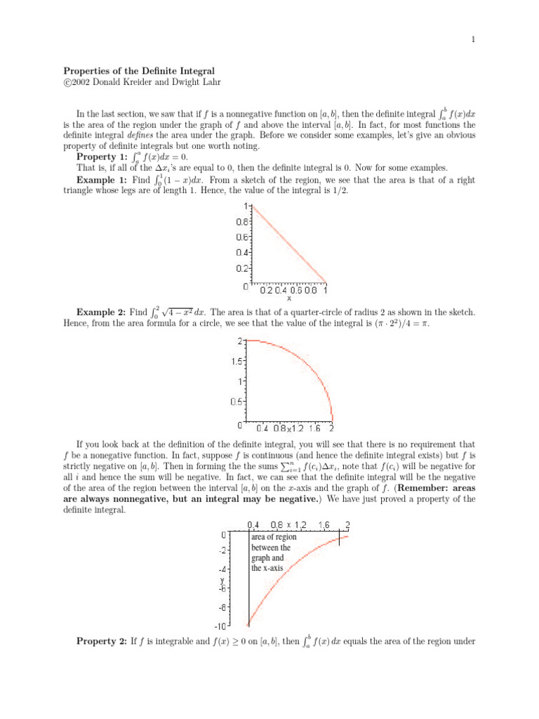 Int Props | PDF | Integral | Area