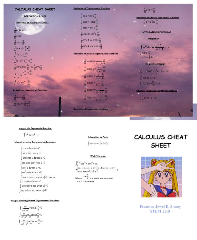 Cheatsheet | PDF | Trigonometric Functions | Mathematical Analysis