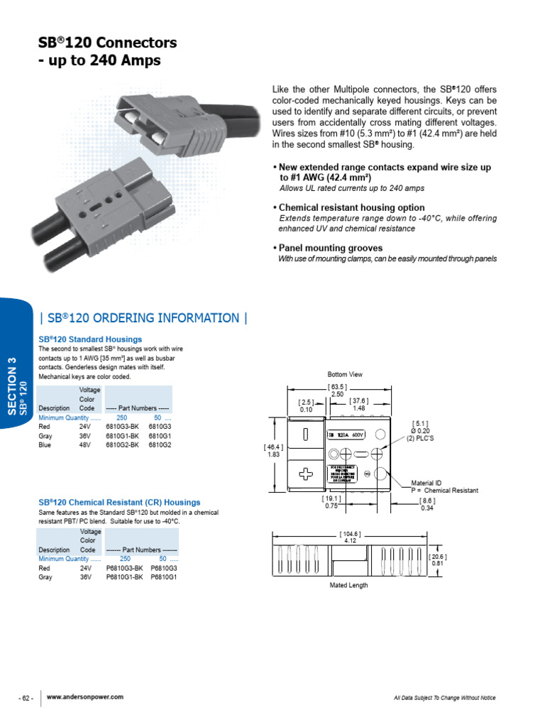 Anderson Connector SB120 | PDF | Electrical Connector | Electrical ...