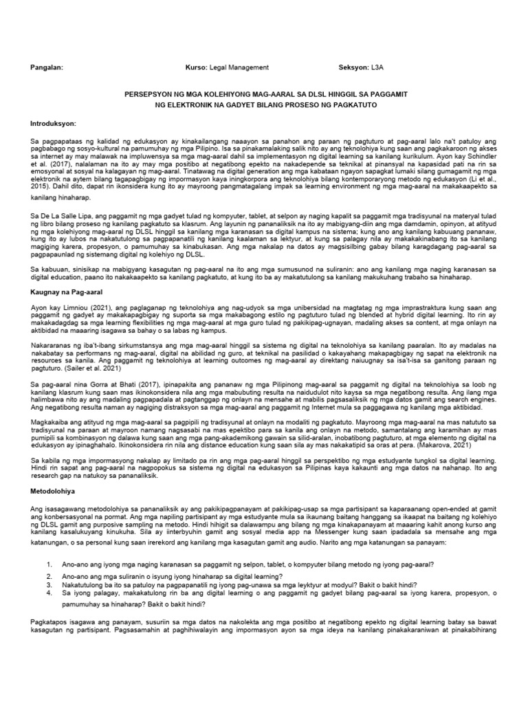 Digital Learning Research Paper (Tagalog) | PDF