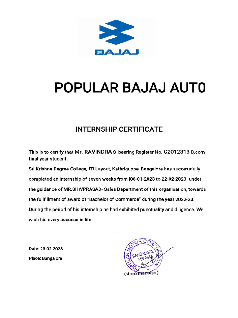 Ravindra Final Certificate | PDF