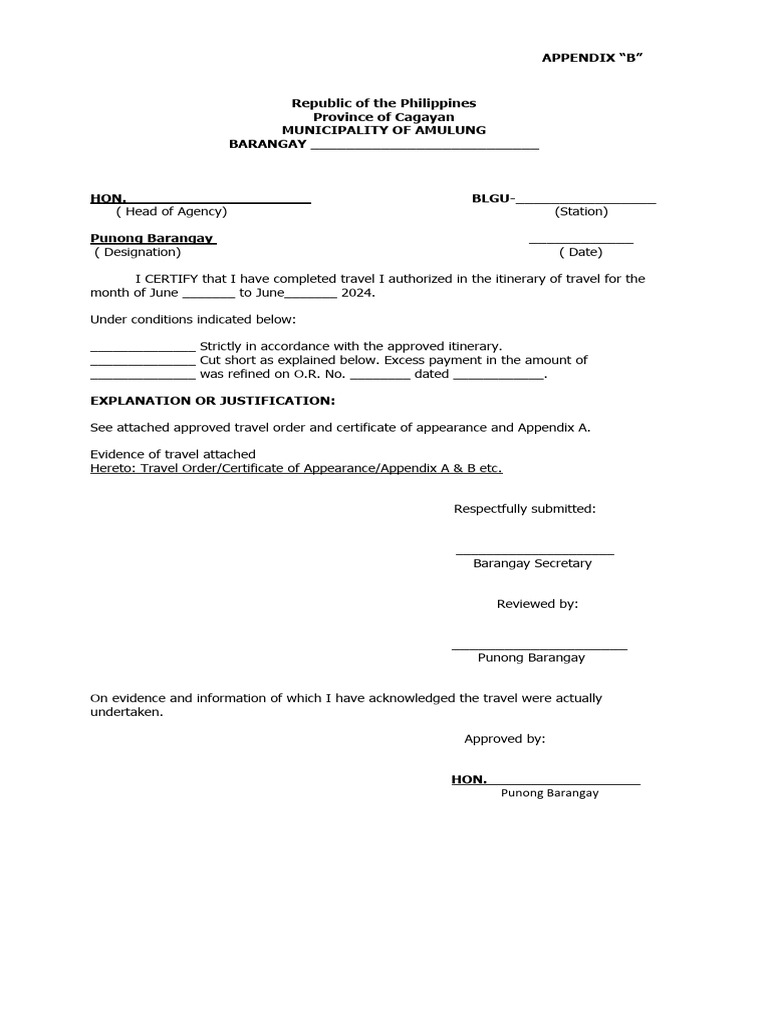 Appendix Ab Travel Order | PDF