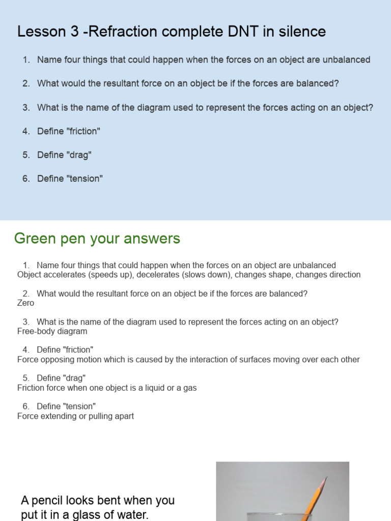 Lesson 3 - Refraction | PDF | Force | Refraction
