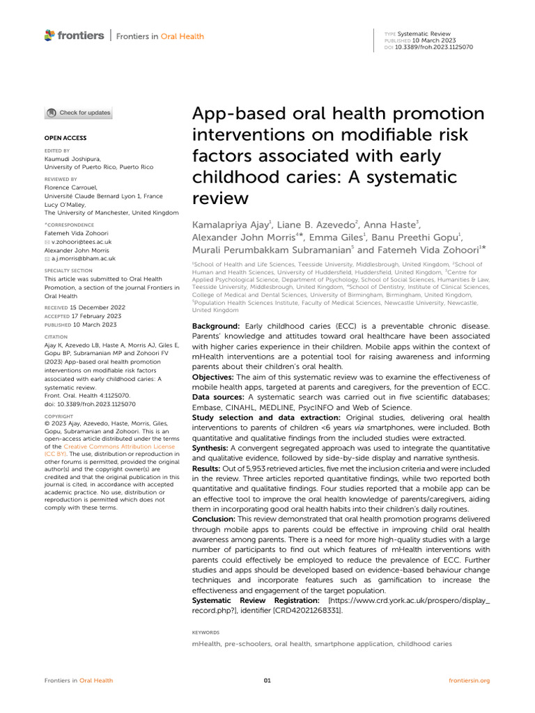 Article Current Trends | PDF | Dentistry | Systematic Review