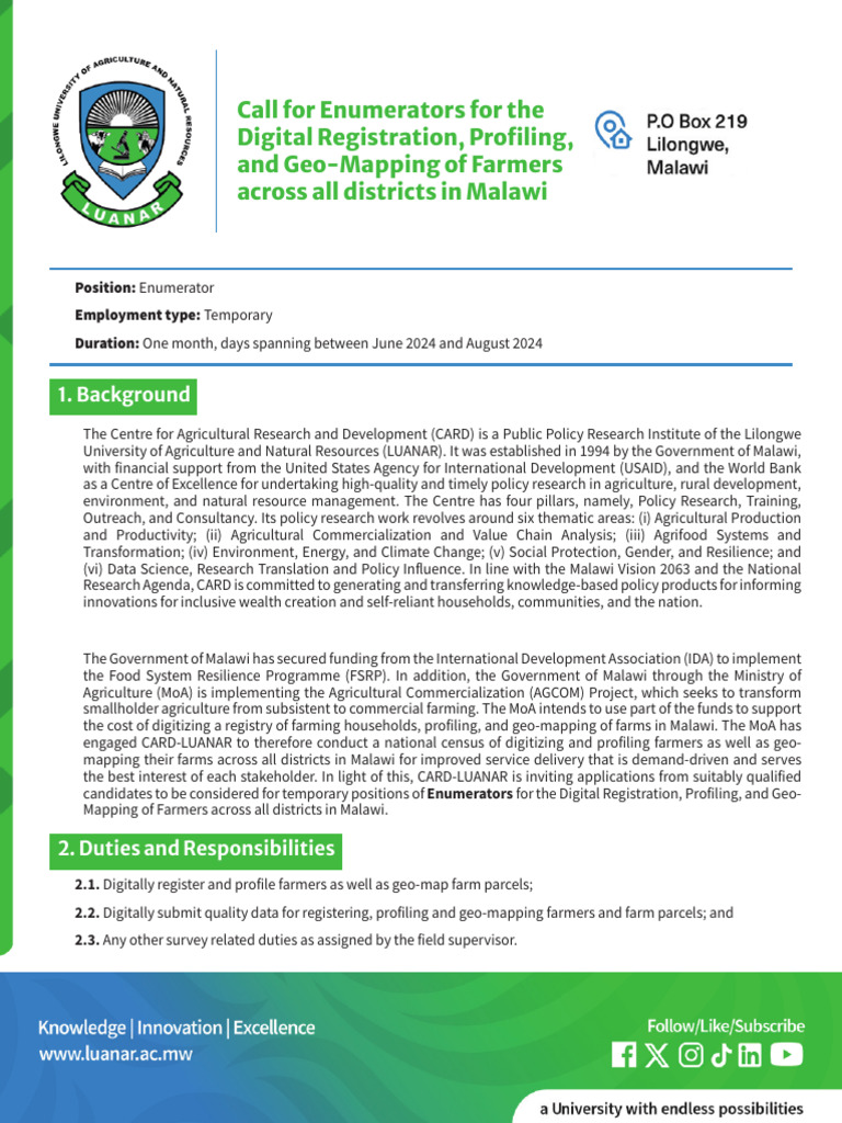 AGCOM Call For Enumerators - 10062024 v1-CARD - MoA | PDF