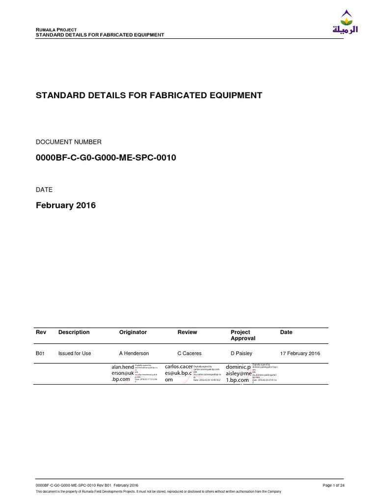 Rumaila Project Fabrication Standards | PDF | Specification (Technical ...