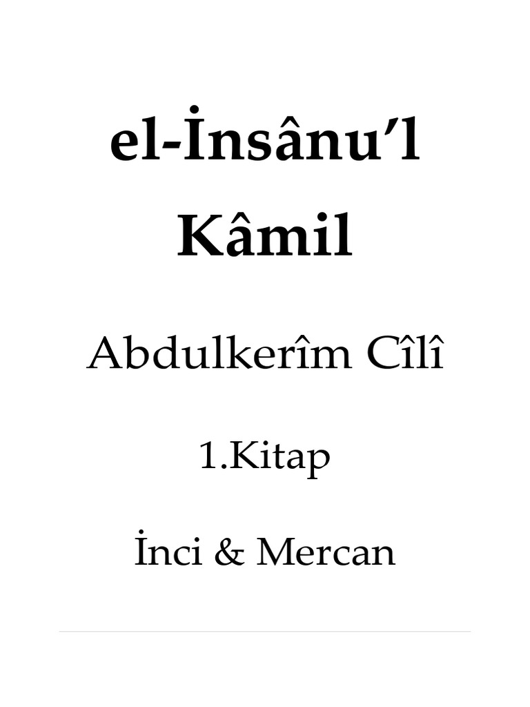 El Insanul Kamil Abdulkerim Cili 1.kitap Inci Mercan | PDF