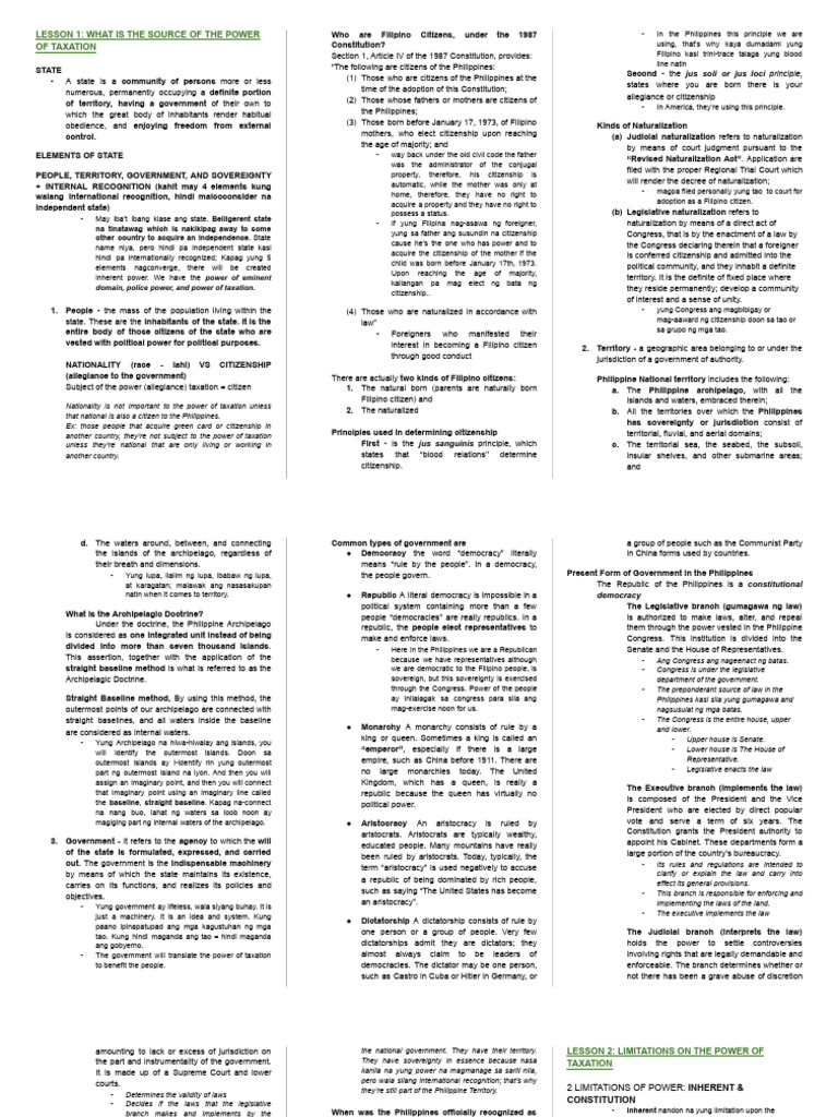 Income Tax Notes | PDF | Taxes | Naturalization