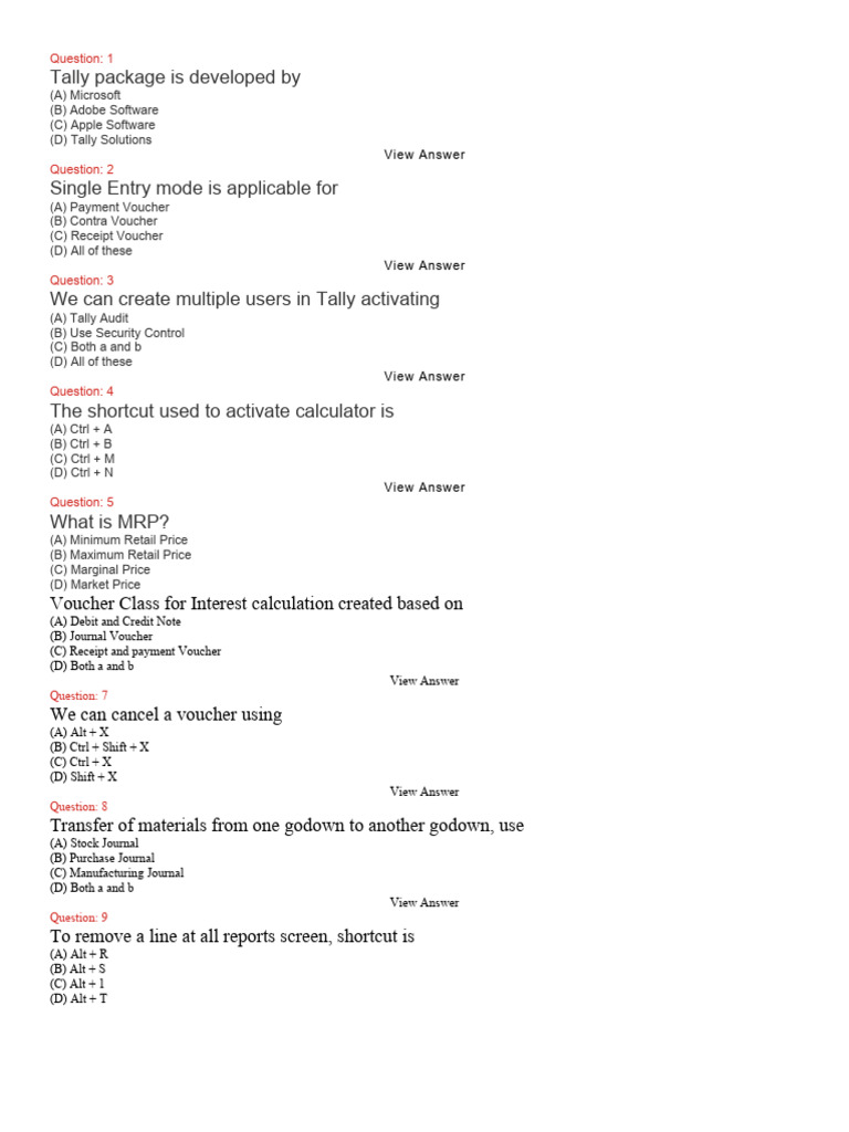 Question of Tally Theory | PDF | Taxes | Voucher