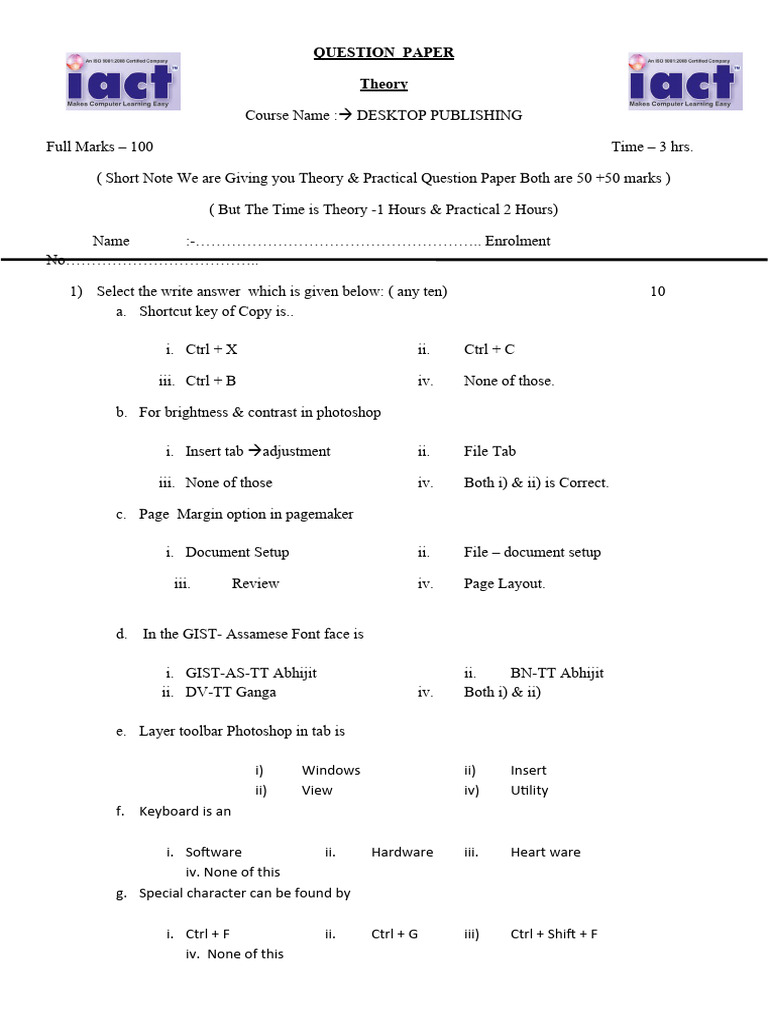 Question Paper DTP | PDF | Computer File | Banks