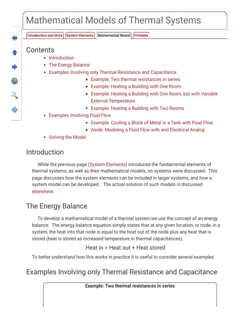 Mathematical Models of Thermal Systems | PDF | Heat | Capacitor