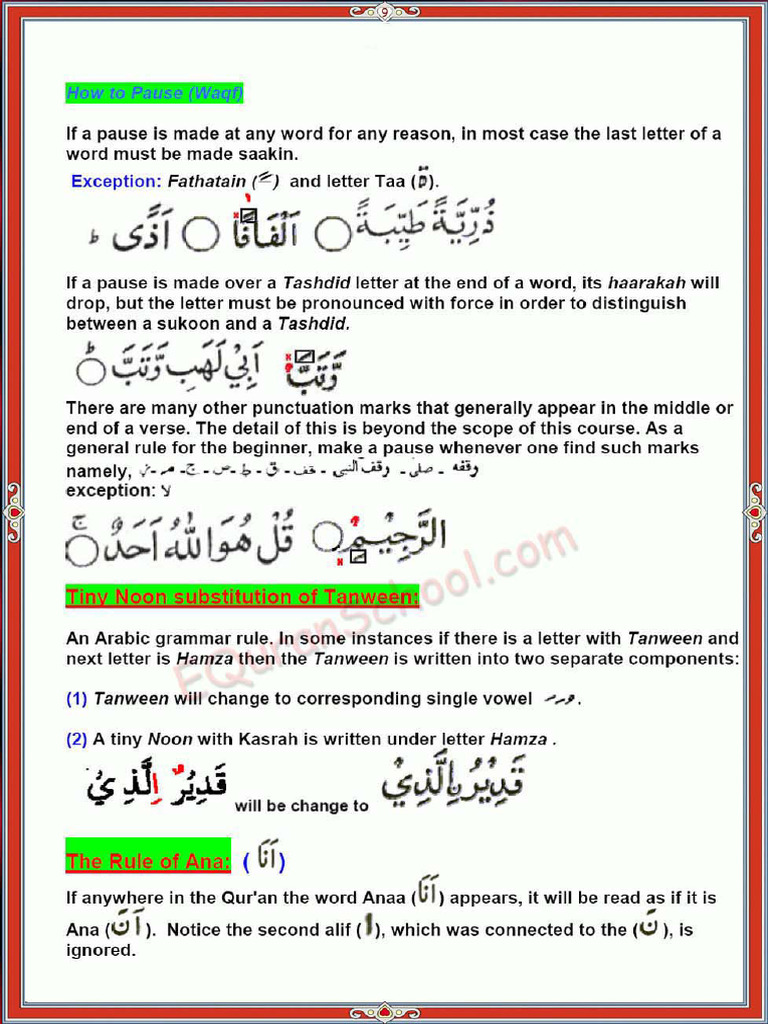 Basic Rules of Tajweed | PDF