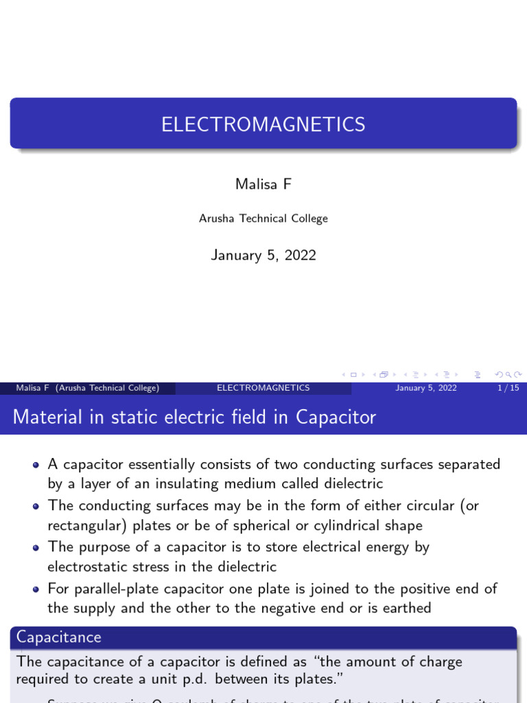 Lecture 06 | PDF | Capacitance | Capacitor Lecture 06 | PDF | Capacitance | Capacitor