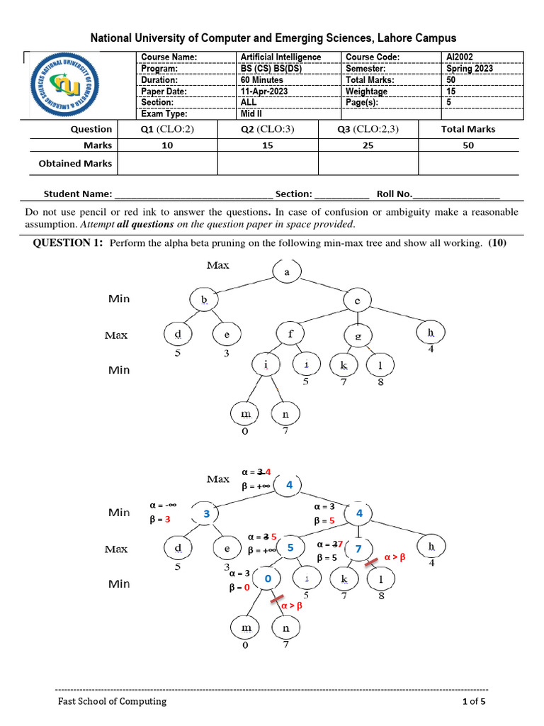 2023 - Midterm 2 Solution - Spring - AI | PDF | Computational Neuroscience | Artificial Intelligence