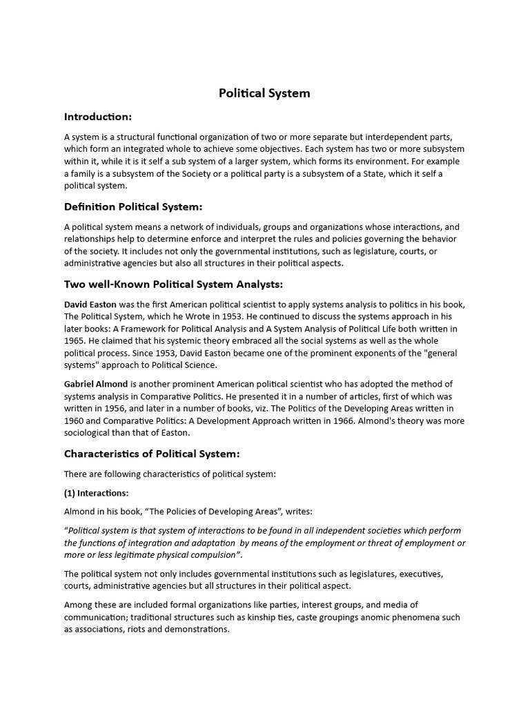 Political System | PDF | System | Political Science