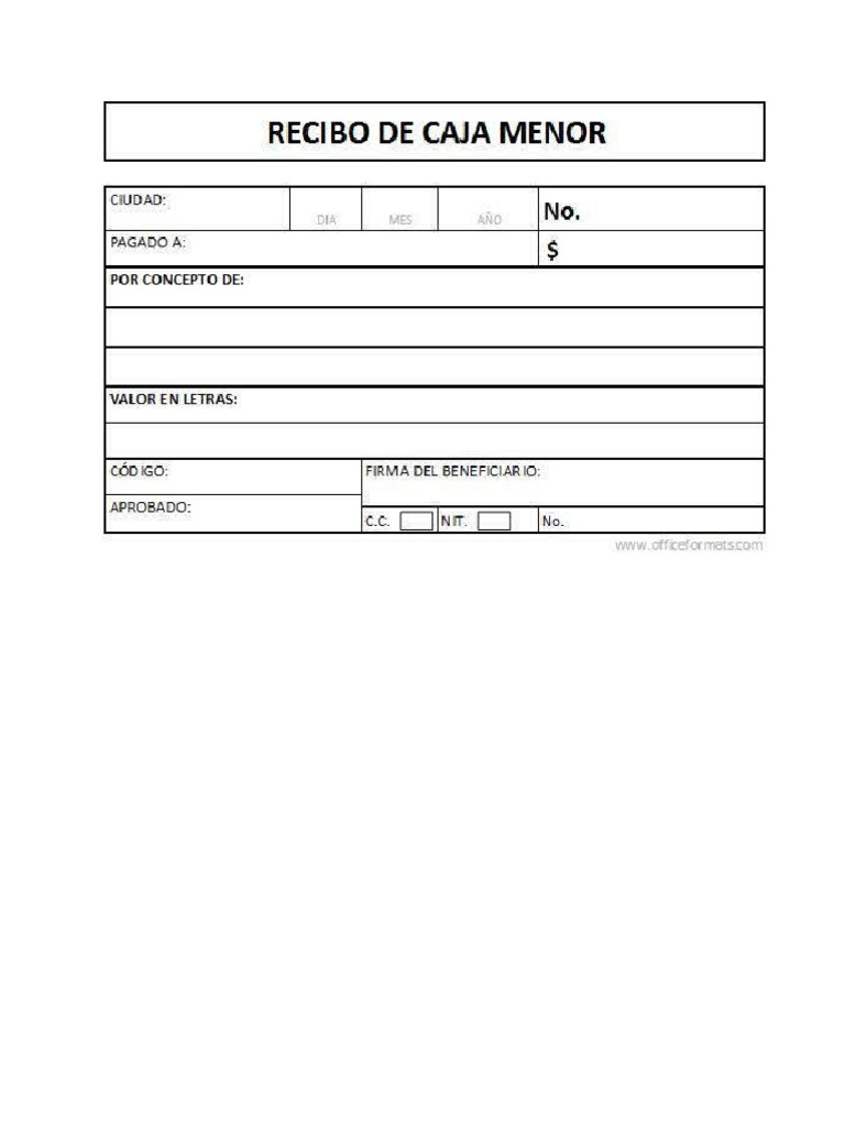 MODELO RECIBO DE CAJA | PDF
