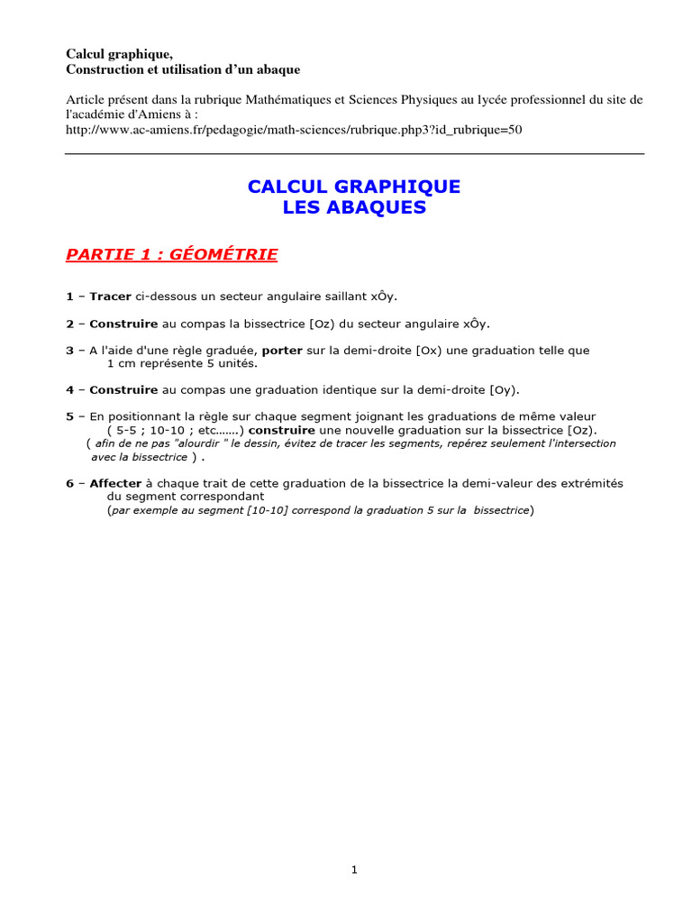 Construction et utilisation d'un abaque | PDF | Angle | Droite ...