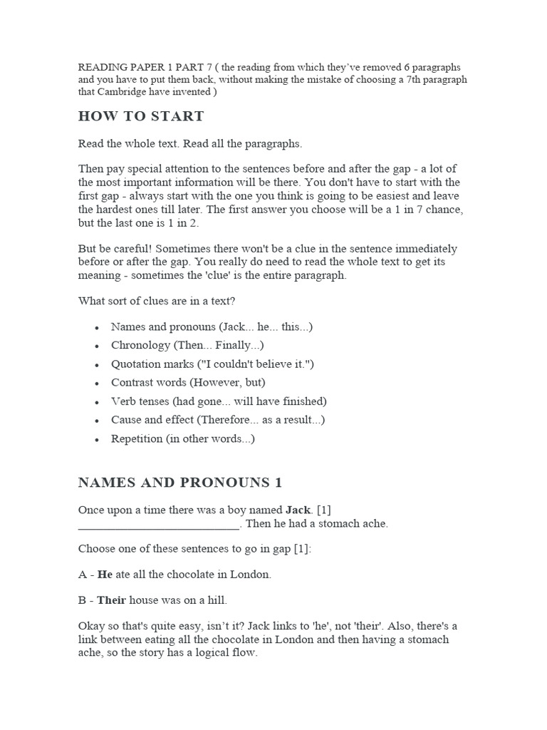 Reading Paper 1 Part 7 Tips | PDF | Languages | Foreign Language Studies