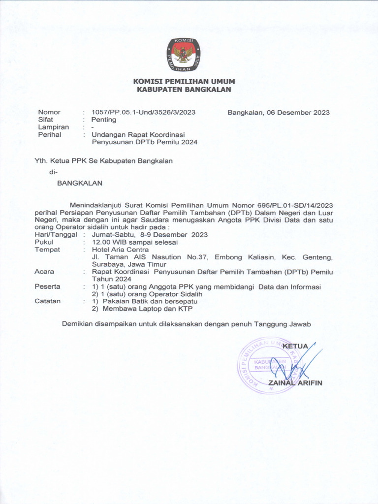 Undangan Rakor 8-9 Div PPK-000 | PDF