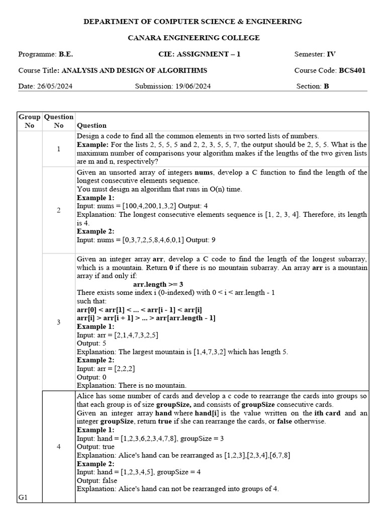 IV B BCS401 Assignment-1 | PDF | String (Computer Science) | Matrix (Mathematics)