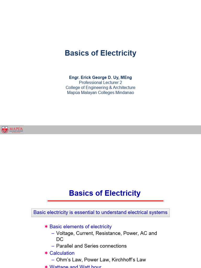 Basics of Electricity | Download Free PDF | Voltage | Series And ...
