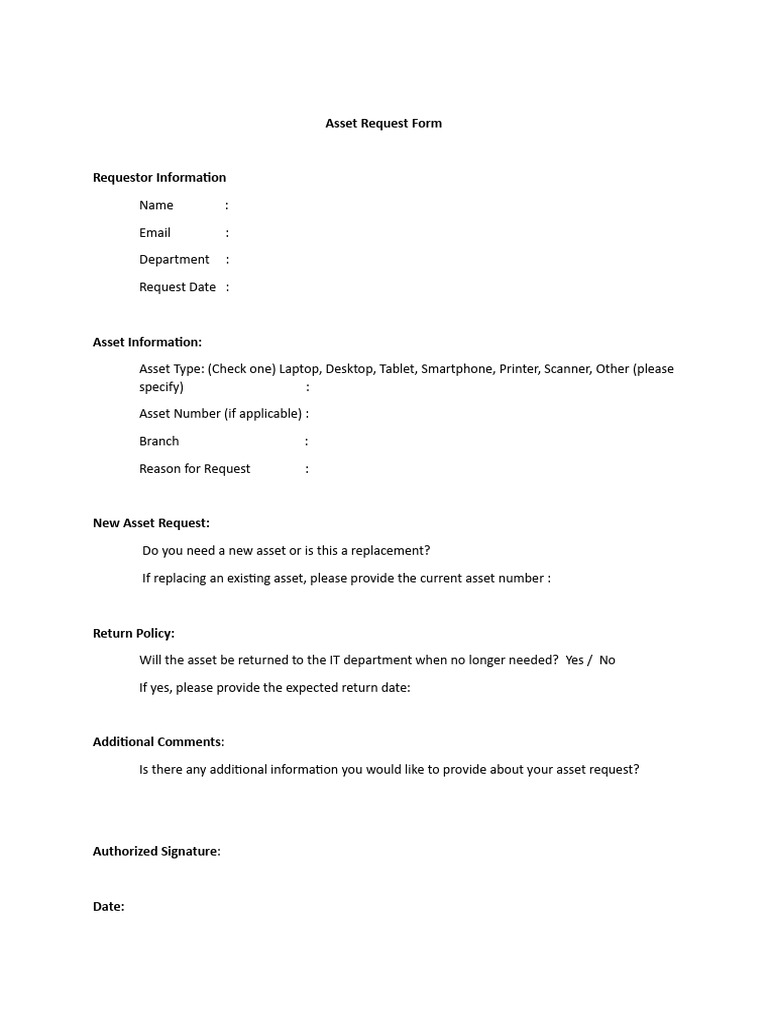 Asset Request Form | PDF
