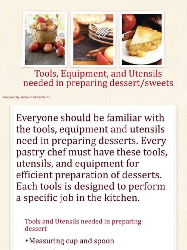 1.tools Equipment and Utensils Needed in Preparing Desserts - PPTX ...