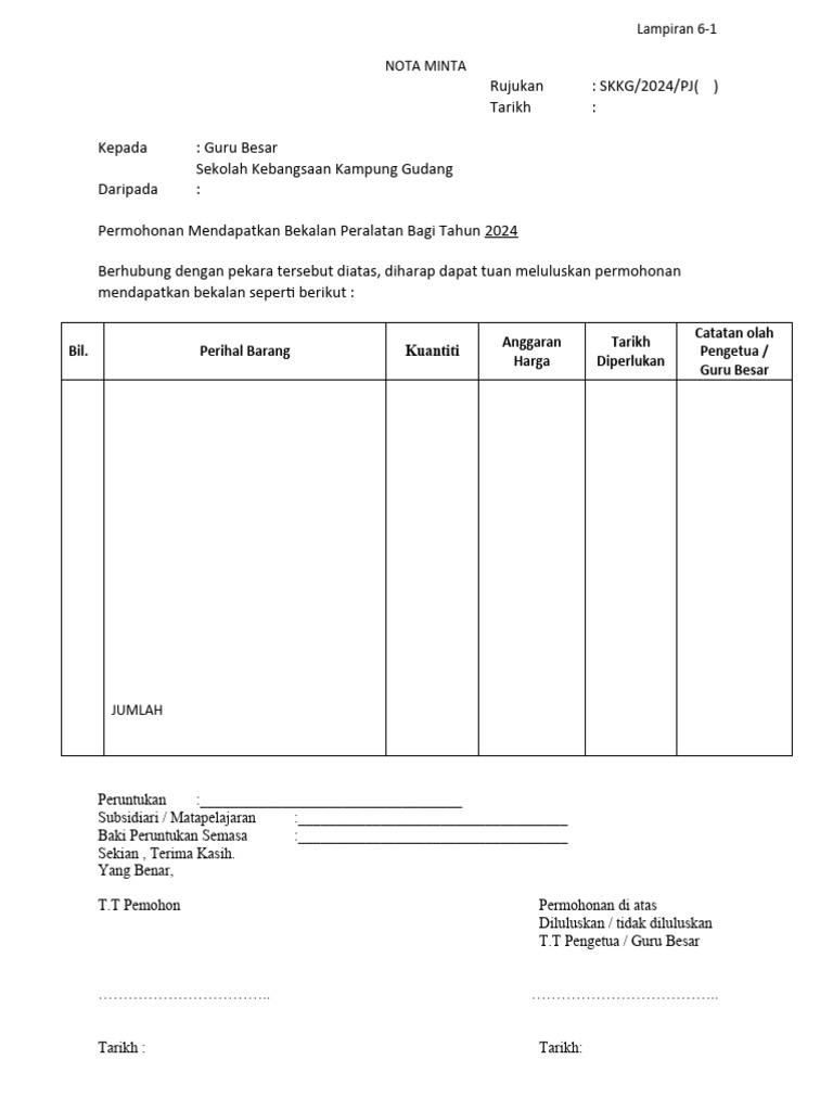 Nota Minta 2024 | PDF