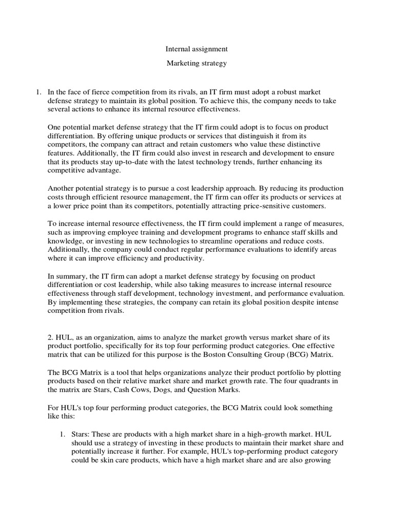 Internal Assignment Marketing Strategy | PDF | Strategic Management ...