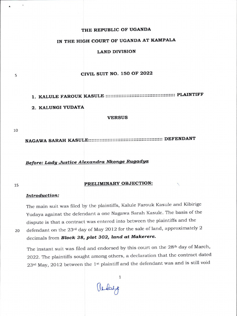 Ruling On Preliminary Objection | PDF | Lawsuit | Common Law