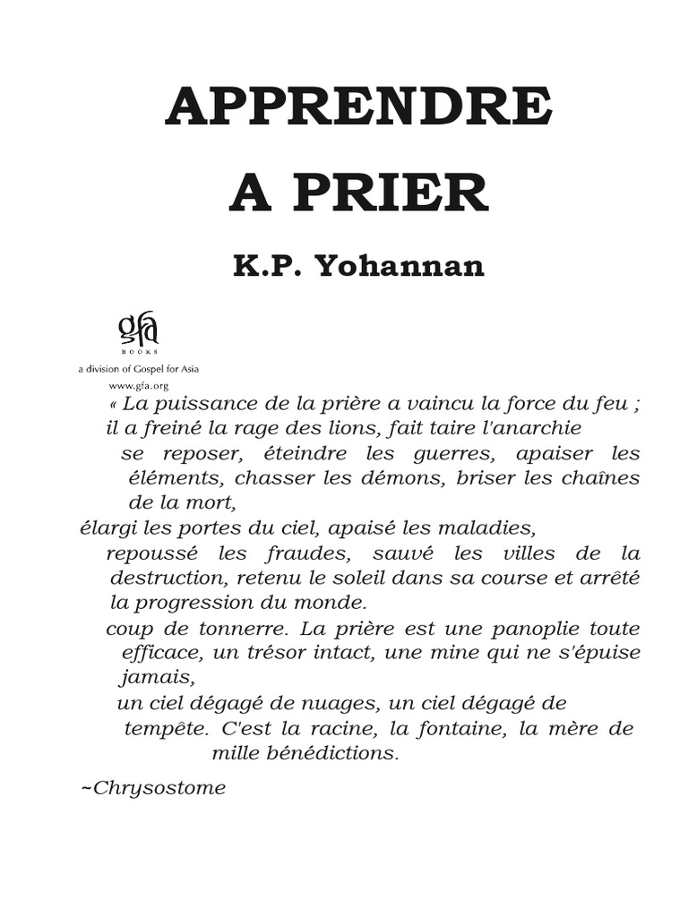 Apprendre À Prier K.P YOHANNAN | PDF | Prière