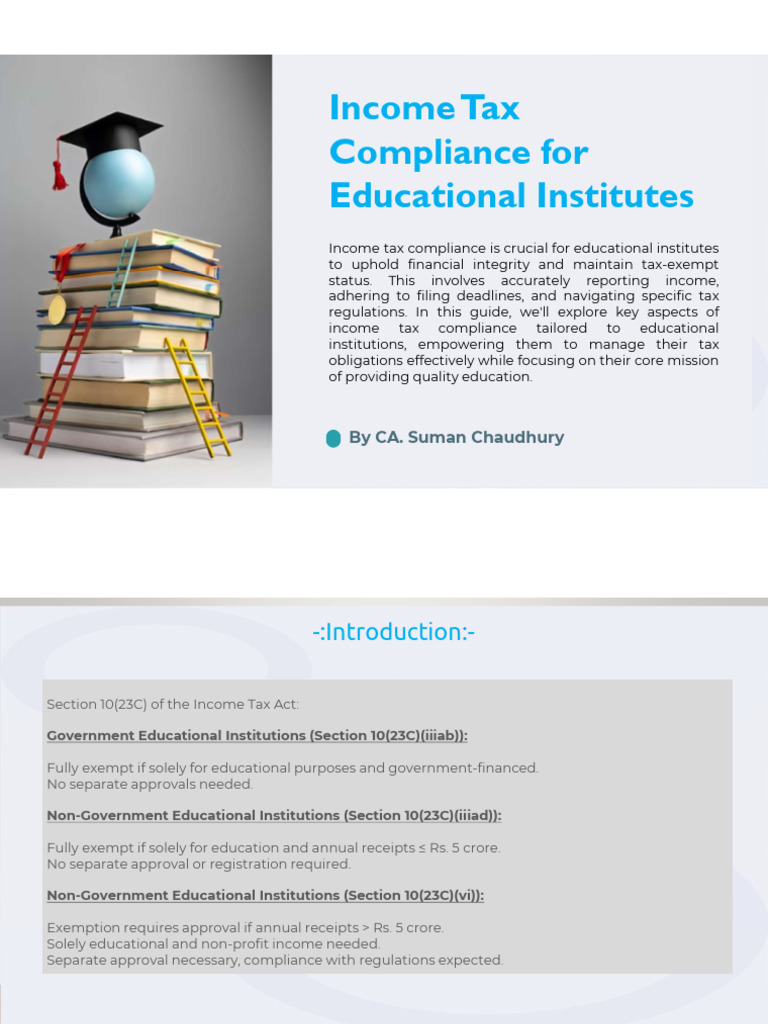 Income Tax Compliance for Education Institutes | PDF | Tax Exemption ...