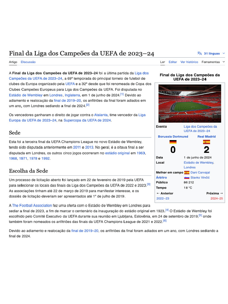 UEFA Final Da Liga | PDF