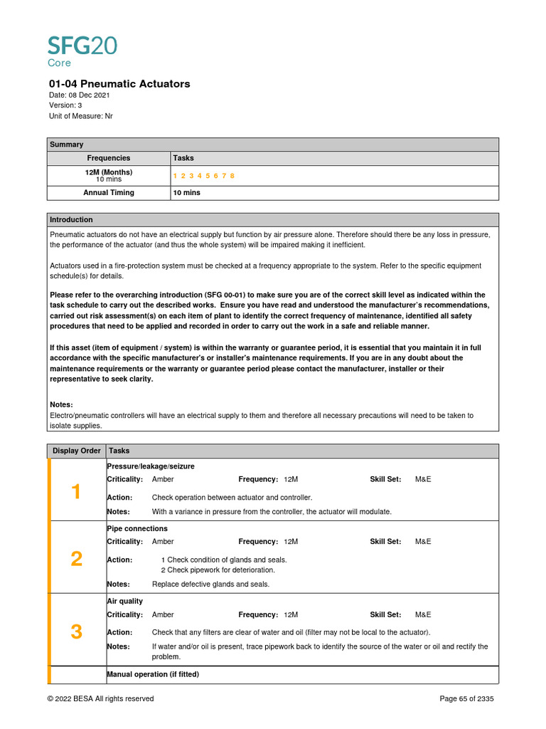 SFG20 - 01-04 Pneumatic Actuator | PDF | Actuator | Safety