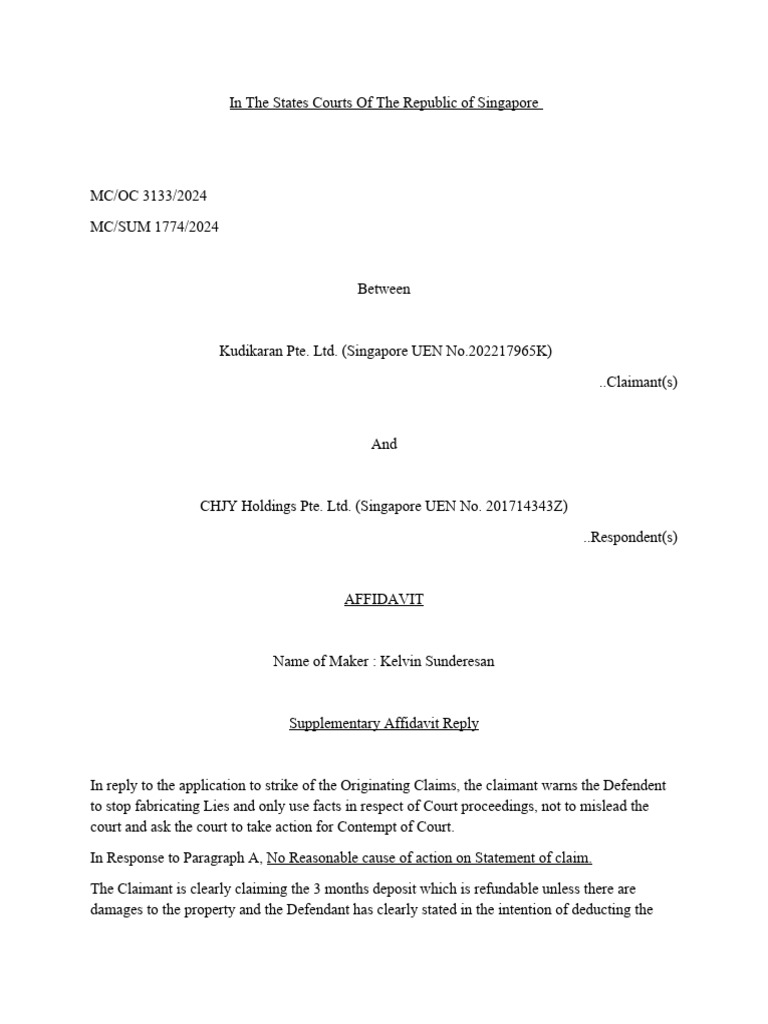 Supplementary Affidavit Reply | PDF | Lease | Common Law