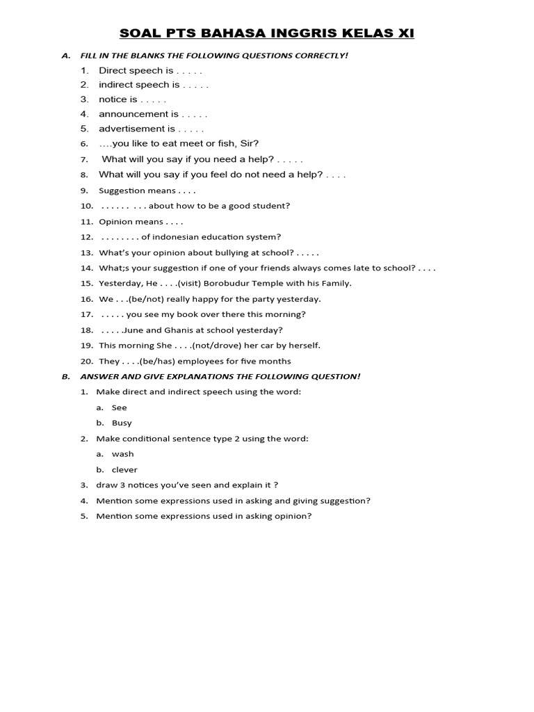 PTS B. INGG XI Semster 2-2 | PDF